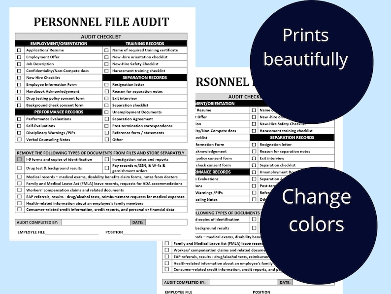 Personnel File Checklist Employee Folder Audit HR Template - Etsy Personnel File Checklist Employee Folder Audit HR Template - Etsy