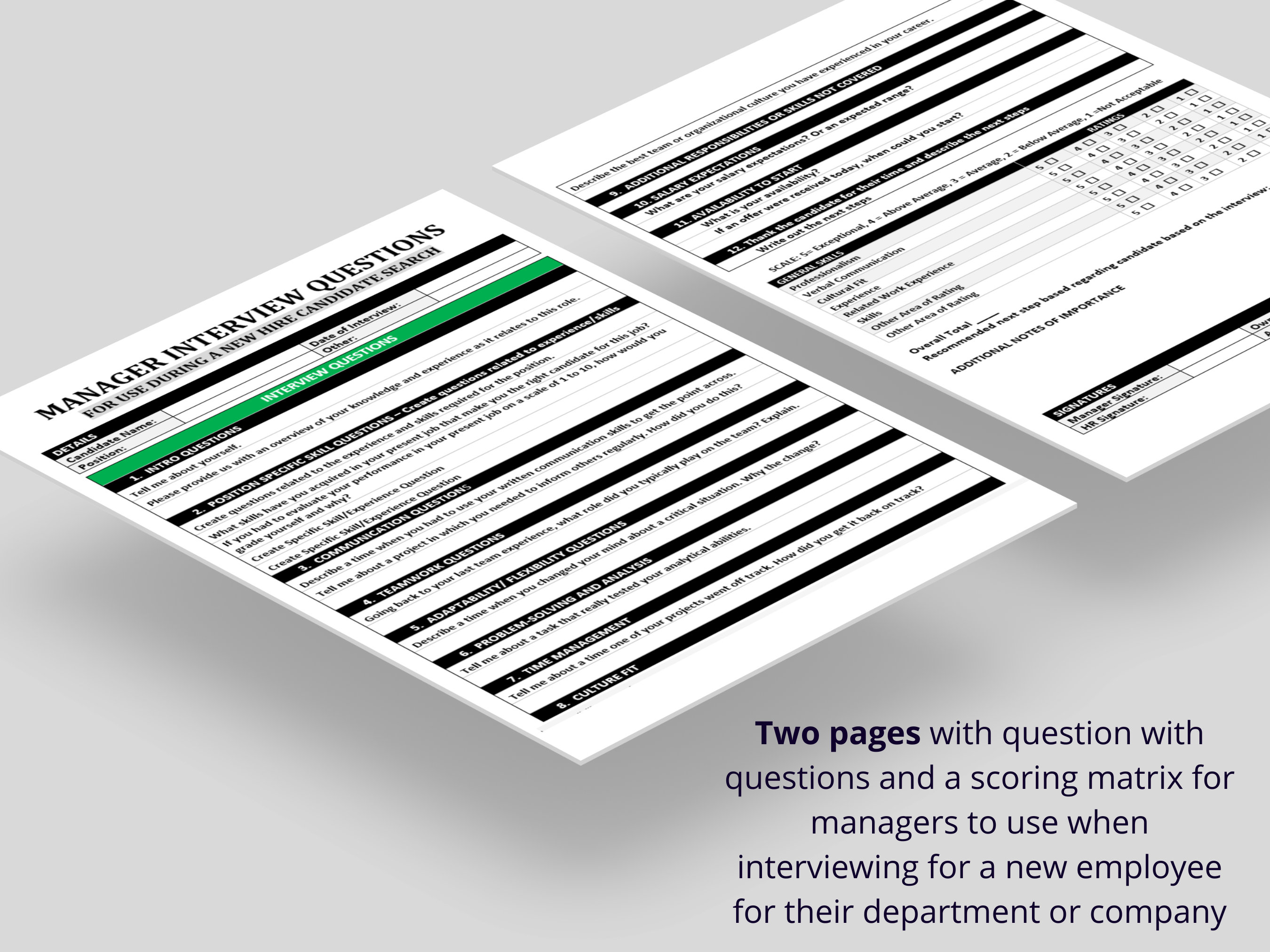 Manager Interview Questions Candidate Interviewing Questioning Behavioral Questions Editable ...