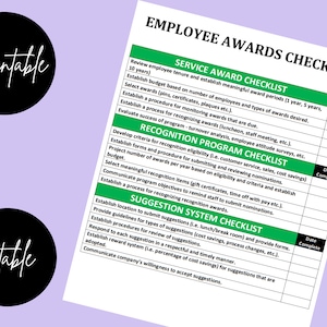 Employee Awards Recognition Program Checklist | Human Resource Form ...