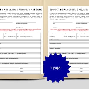 Employee Reference Request Release | HR Template | MS Word Editable ...