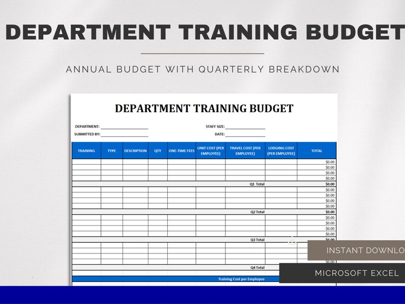 Departmental Training Budget Excel Spreadsheet: HR Template (digital Download) - Etsy Australia