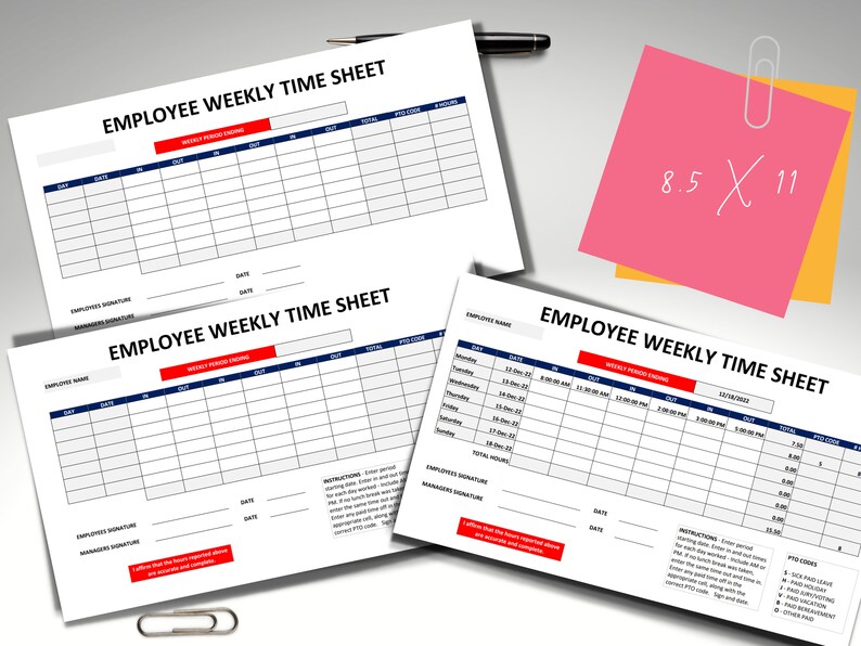 HR Timecard: Editable, Printable Excel Timesheet & Punch Log - Etsy