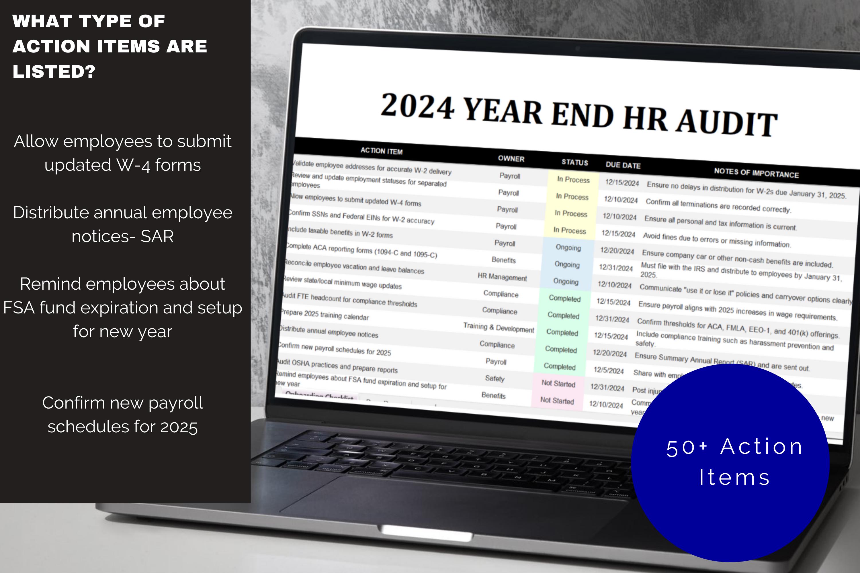 2024 Year End HR Audit Checklist: Employee Compliance (excel/pdf) - Etsy