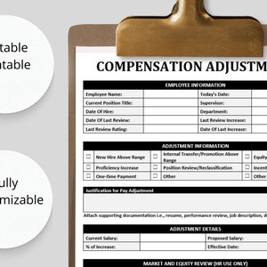 Compensation Adjustment Form | Salary Change Request | Requesting Pay ...