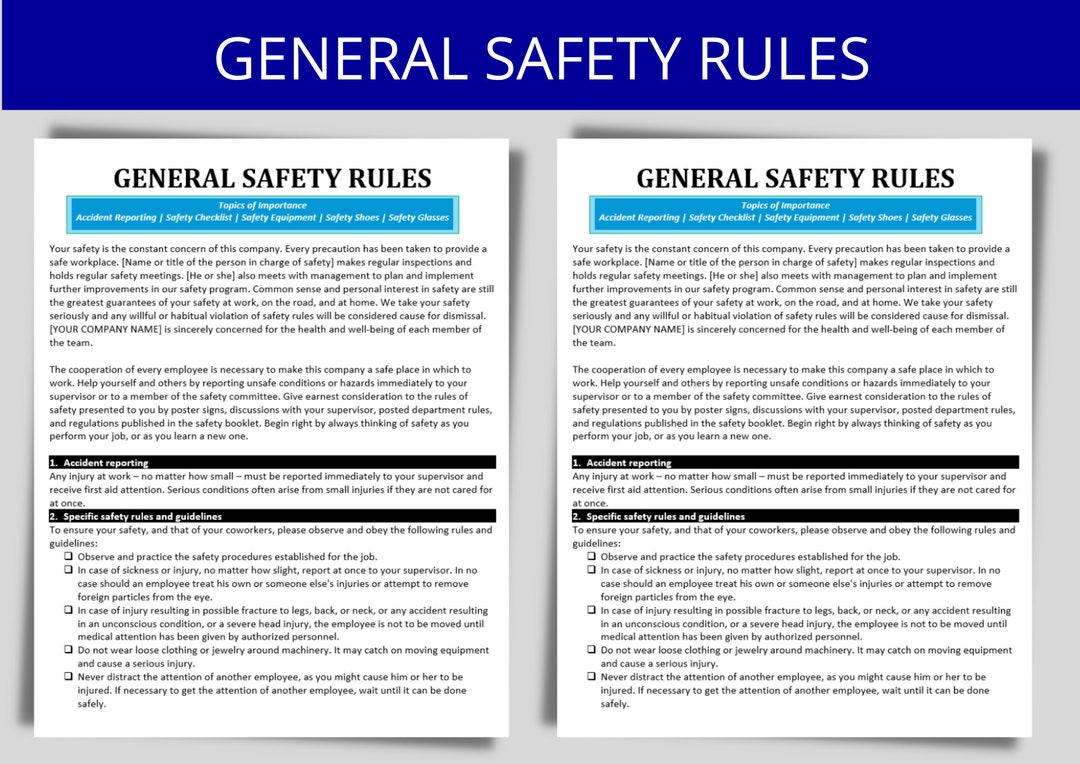 Employee Safety Policy Template | Editable Word Form | Human Resources ...