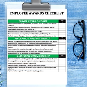 Employee Awards Recognition Program Checklist | Human Resource Form ...