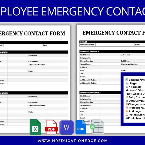 Employee Emergency Contact Form - Etsy