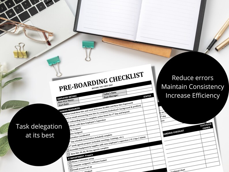 New Hire Pre-boarding Checklist: HR Onboarding Template (digital ...