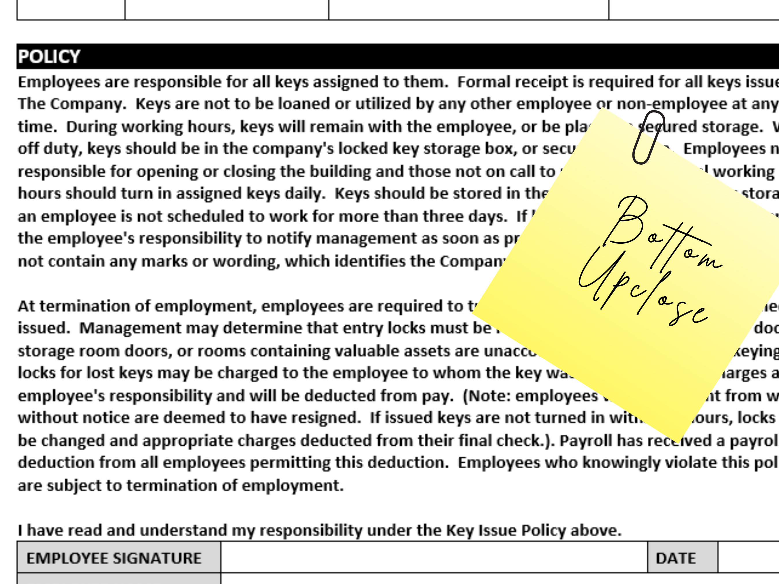 Key Issue Policy Editable HR Form HR Template Human Resource Form ...