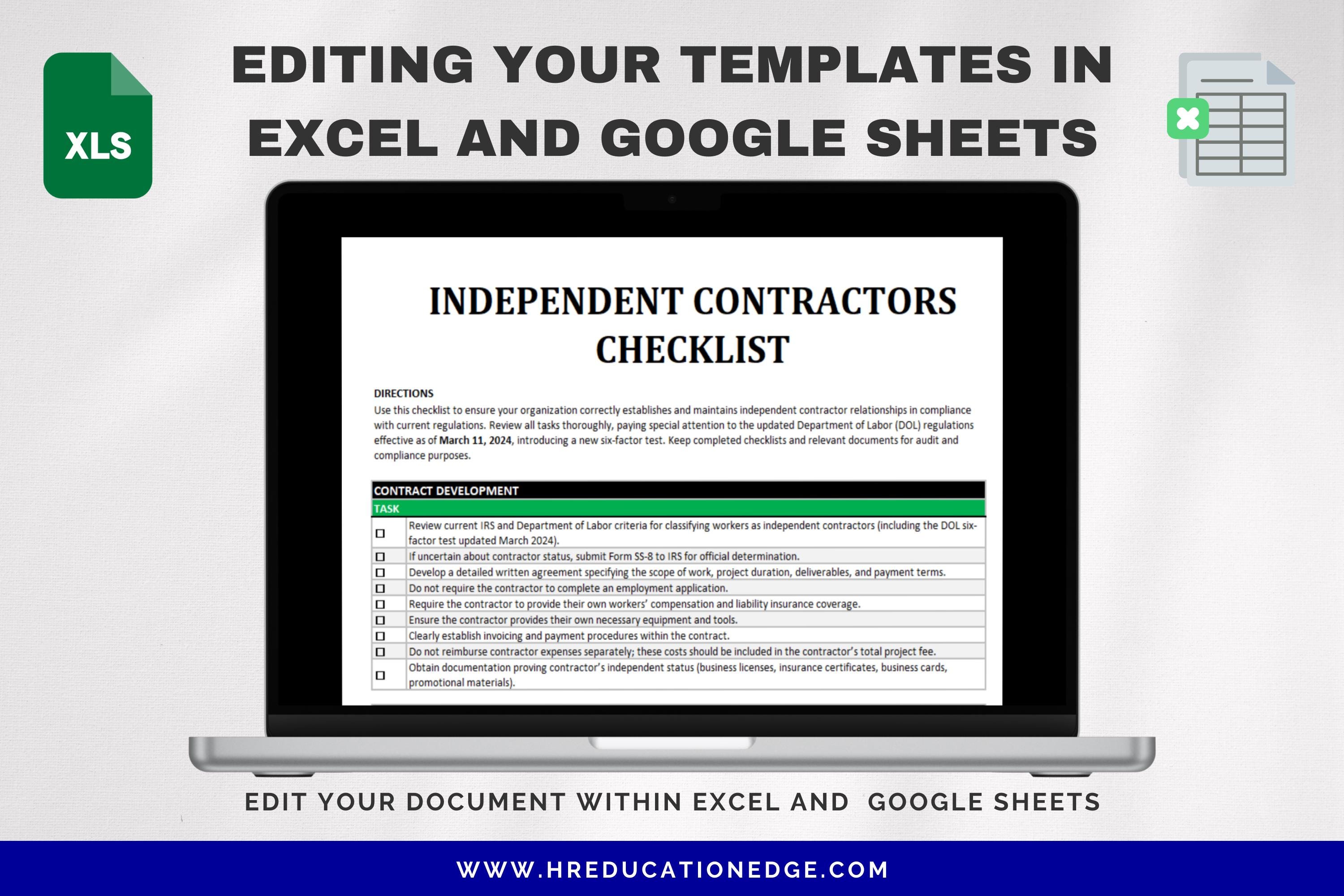 Independent Contractor Checklist: HR Compliance Template (digital ...