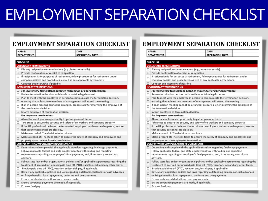 Employee Offboarding Checklist: HR Termination Template (digital ...