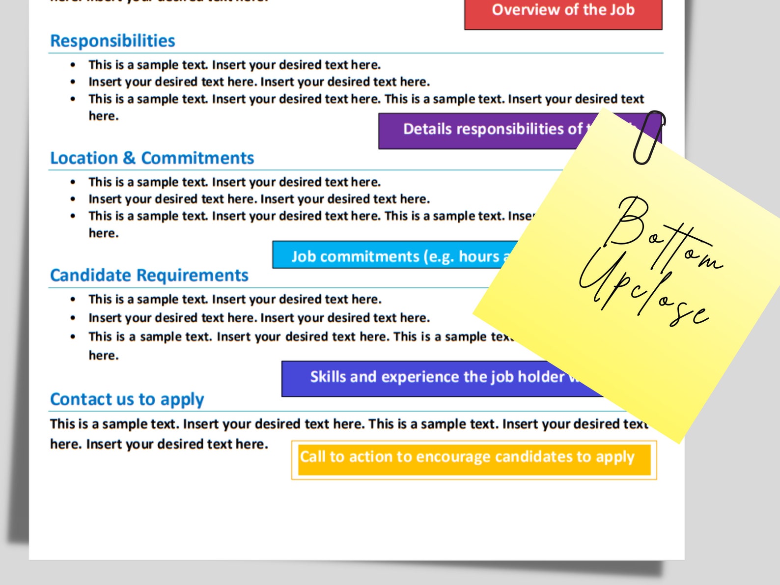 Editable Job Description Template: HR Form (word) - Etsy