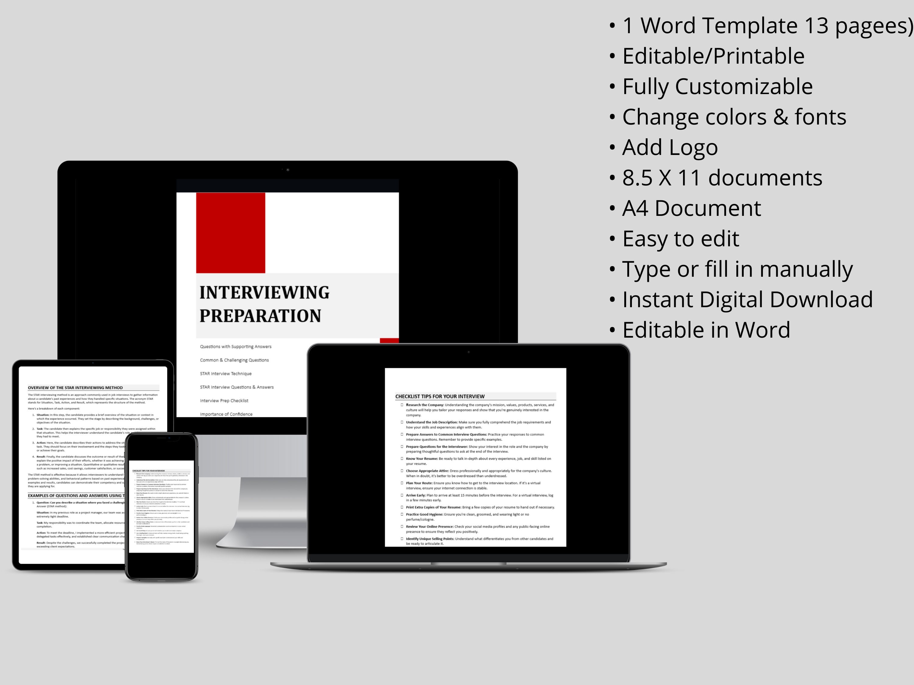 Interview Prep Worksheets: Behavioral Interview, STAR Method, Interview ...