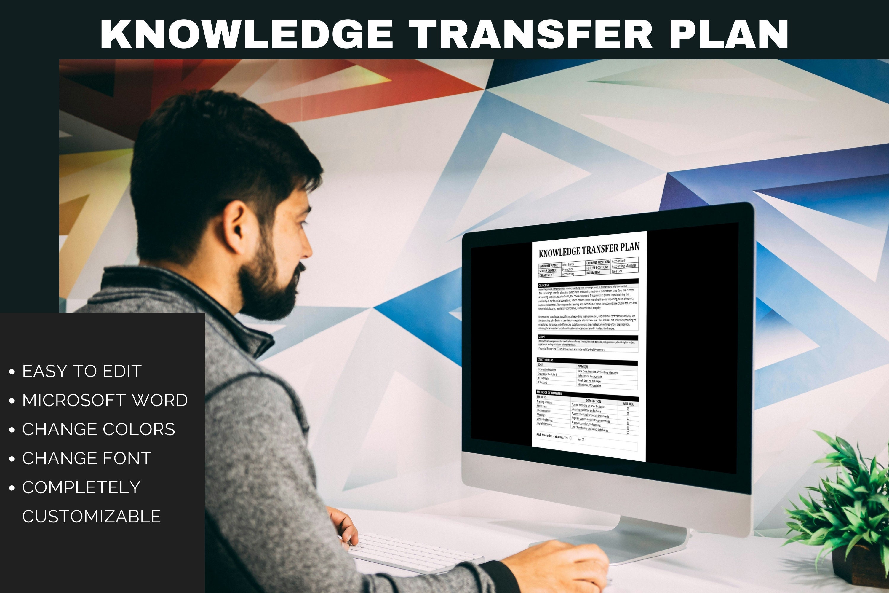 Knowledge Transfer Plan Template: Succession Planning HR Tool (digital ...