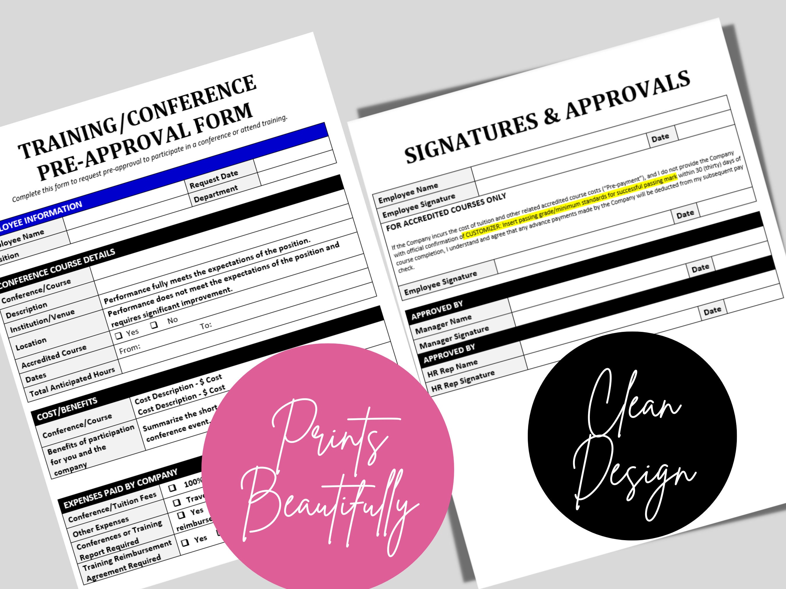 HR Pre-approval Form for Employee Training and Conferences - Etsy