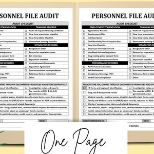 Personnel File Checklist Employee Folder Audit HR Template Human ...