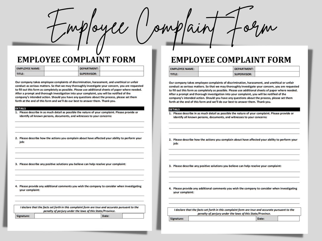 Employee Complaint Form MS Editable Word Document HR - Etsy UK