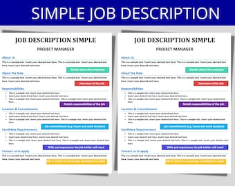 Job Description Template ǀ HR Forms ǀ New Employee | Recruitment Form ...