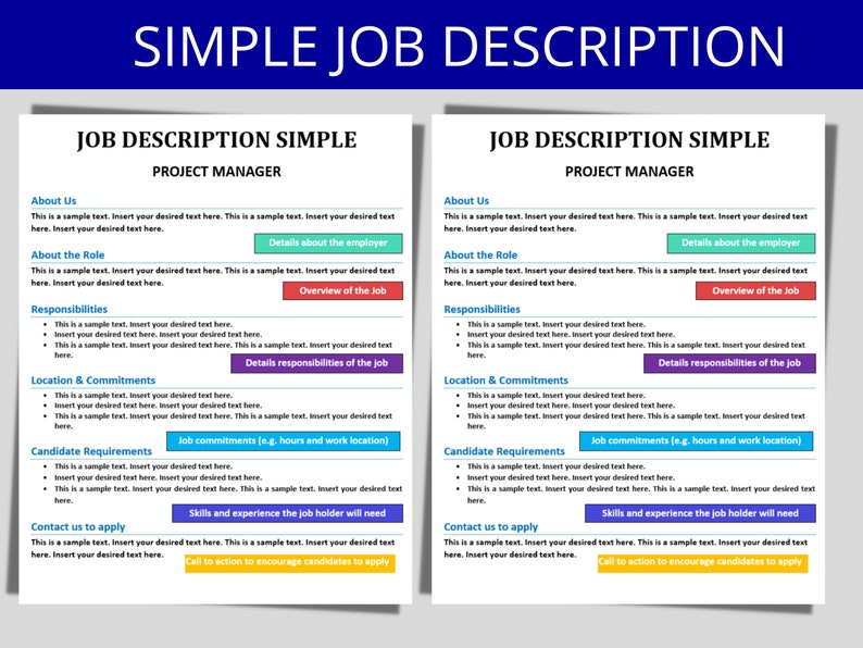 Editable Job Description Template: HR Form (word) - Etsy
