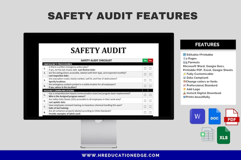 Safety Audit Checklist: OSHA Compliance Template (digital Download) - Etsy