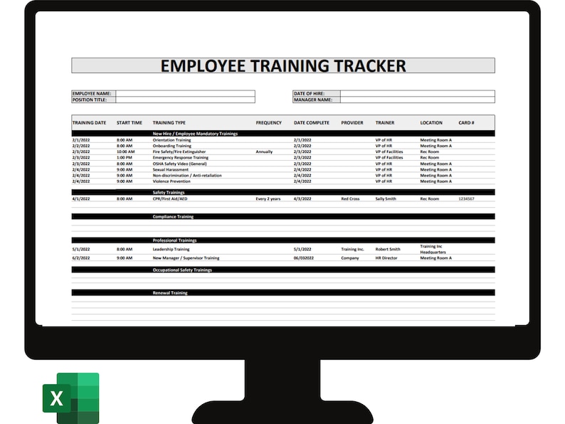 Streamlined Employee Training Tracker Template for New Hires & Current ...
