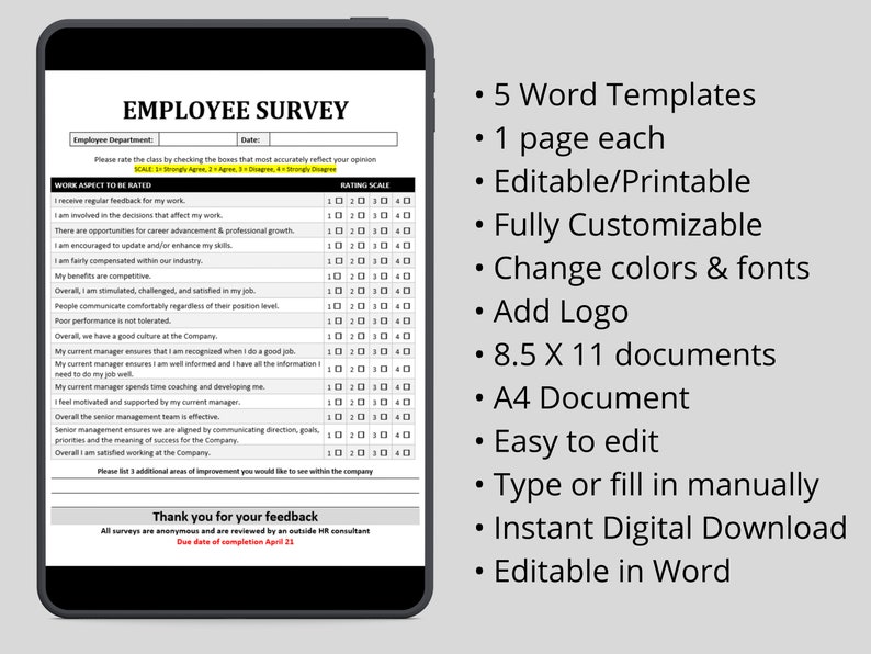 Employee Feedback Bundle Employee Relations HR Survey Human Resources ...