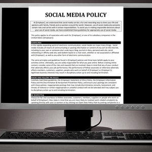 Social Media Policy | HR Template | MS Editable Word Form | Human ...