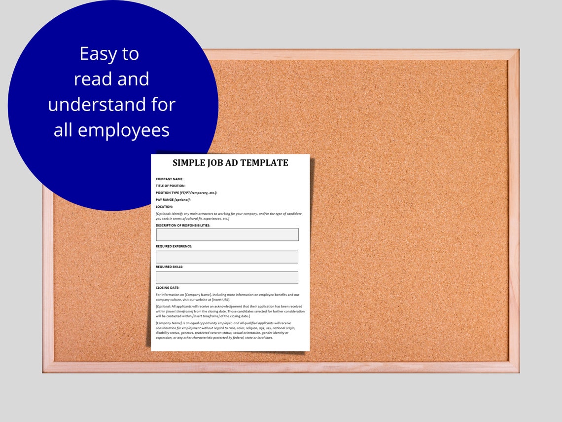 Simple Job Ad Template: Editable MS Word Easy Hiring Solutions - Etsy