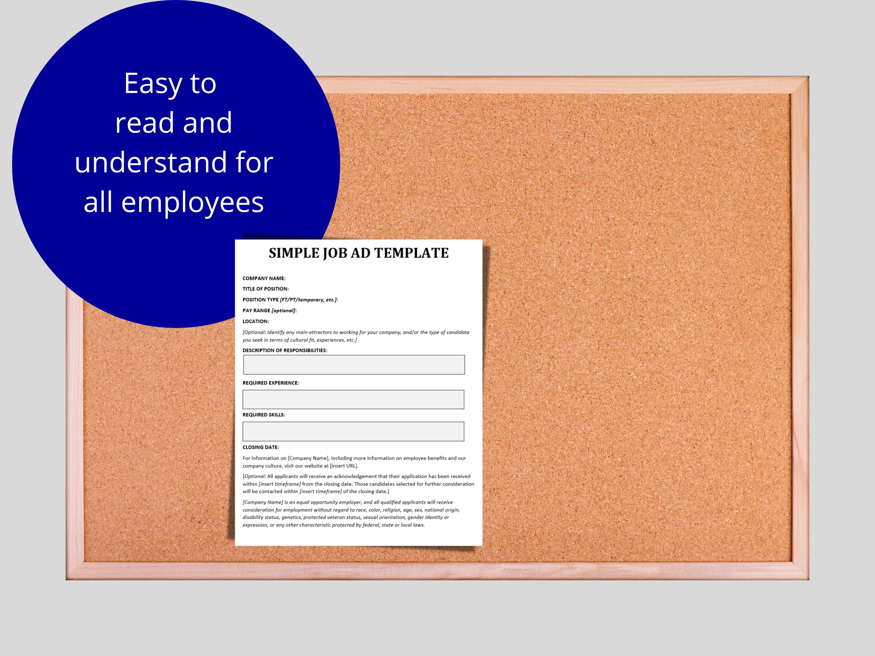 Simple Job Ad Template: Editable MS Word Easy Hiring Solutions - Etsy
