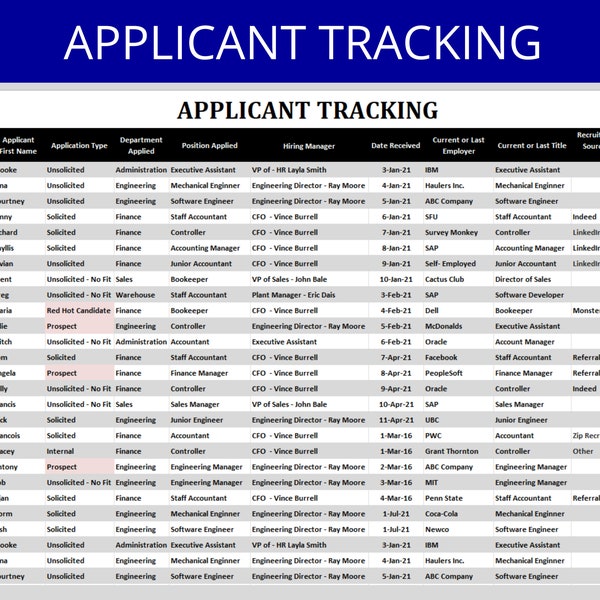 Applicant Tracker Excel With Dashboard - Etsy UK