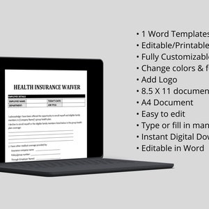 Health Insurance Waiver | Opt-out Form | MS Editable Word Document | HR ...