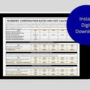 Workers Compensation Calculator: HR Excel Template (digital Download - Etsy