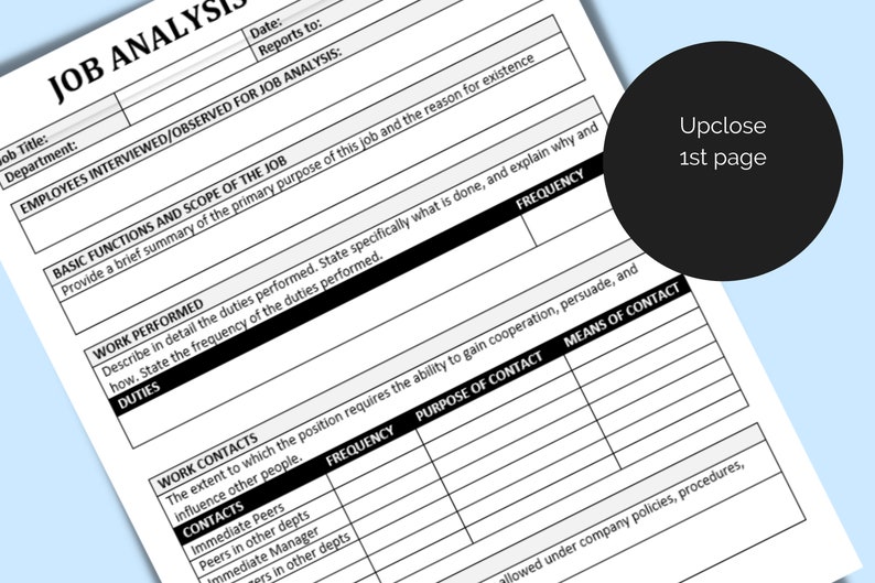 Job Analysis Template: HR Job Description Tool (digital Download) - Etsy
