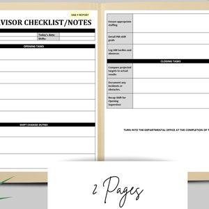 Daily Shift Supervisor Checklist: Editable MS Word Template - Etsy