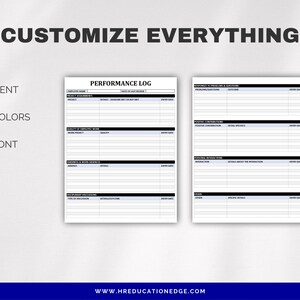 Manager Performance Log: Employee Review HR Template (digital Download ...