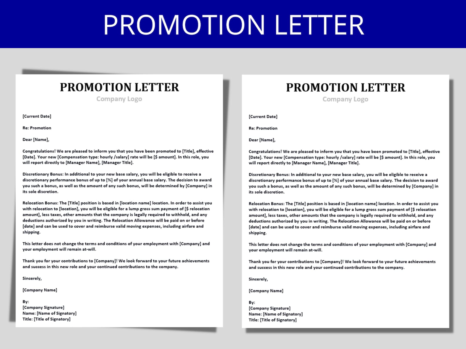 Promotion Letter Template: Editable Word | Employee Career Advancement ...