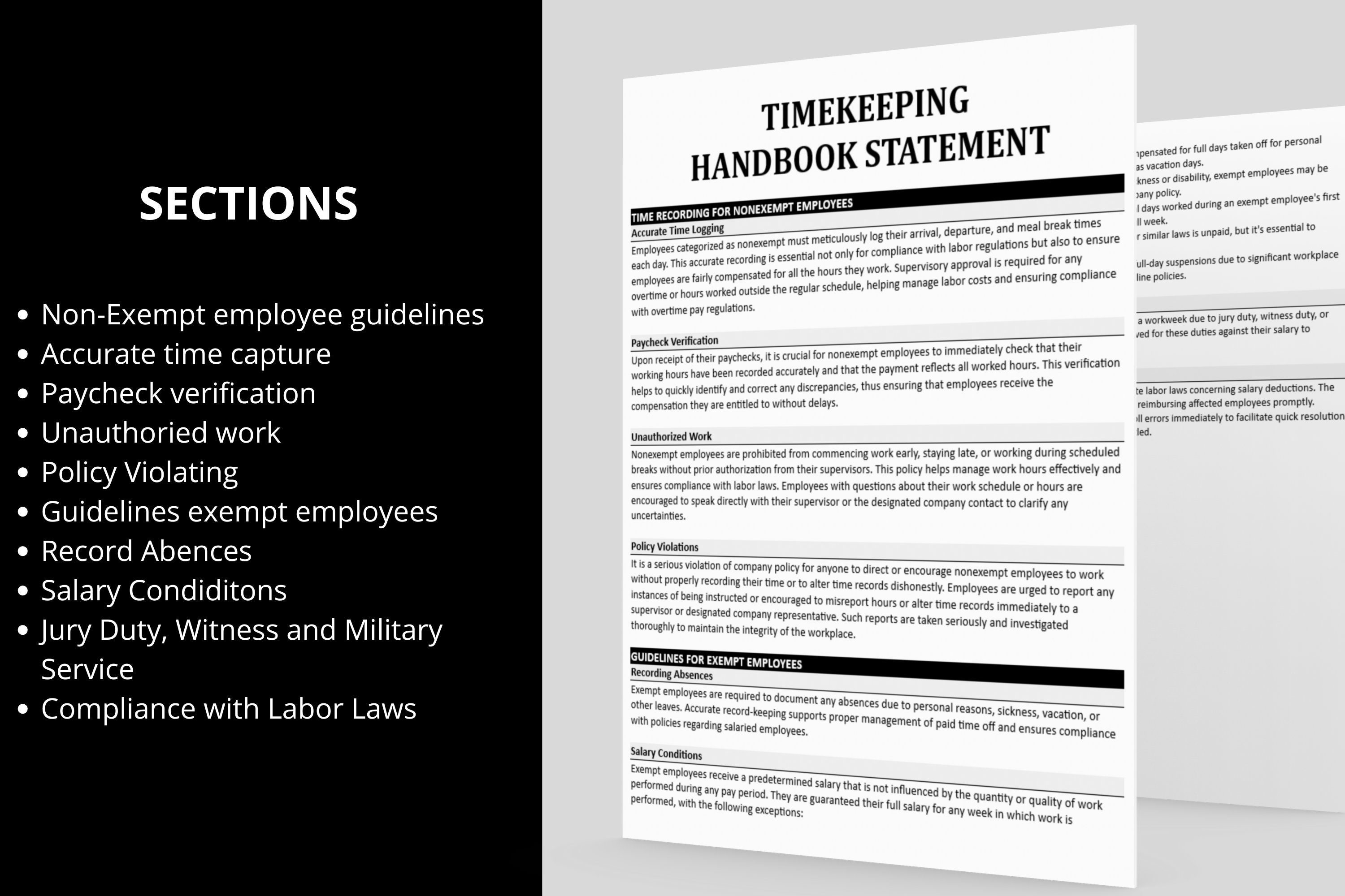 Timekeeping Policy: Employee Handbook HR Compliance Employment Law ...
