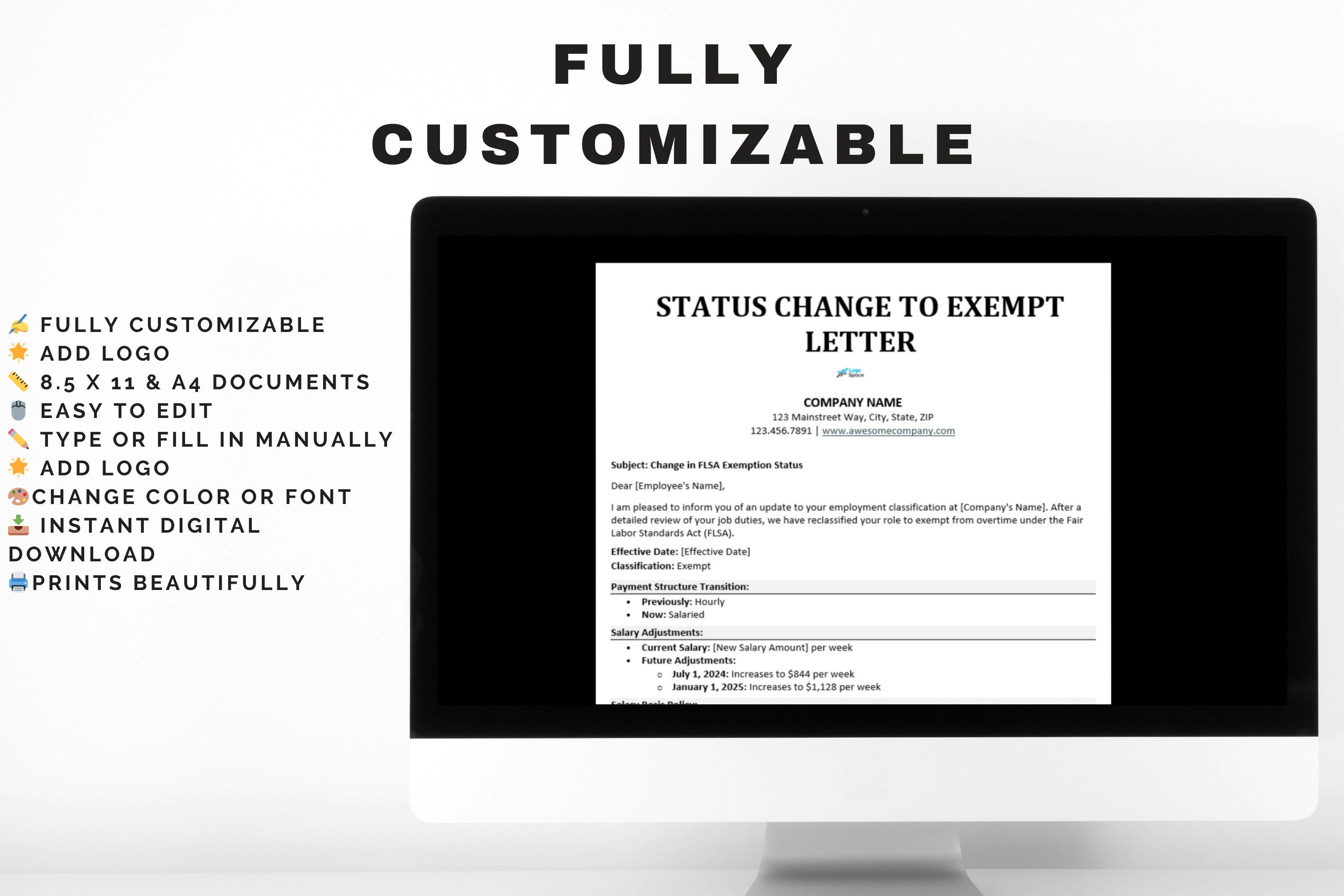 Exempt Status Change Letter: FLSA Compliance & Salaried Employee Update ...