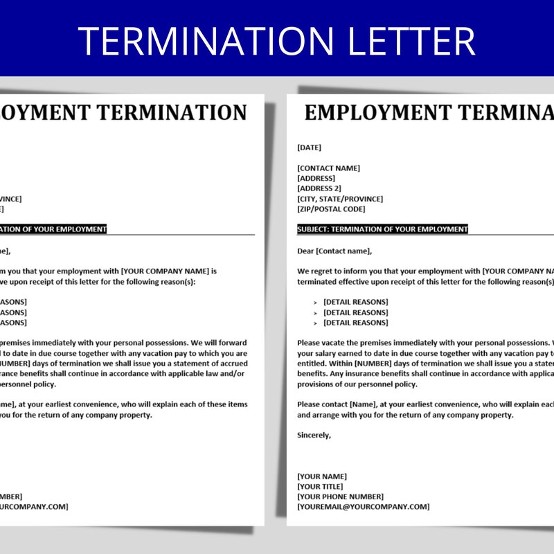 Termination Letter Template - Etsy