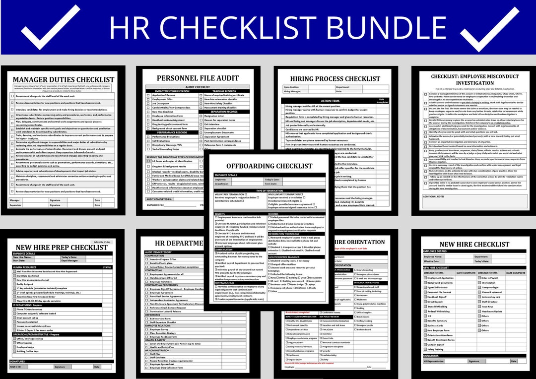 HR Checklist Templates: Employee Onboarding, Hiring (digital Download ...