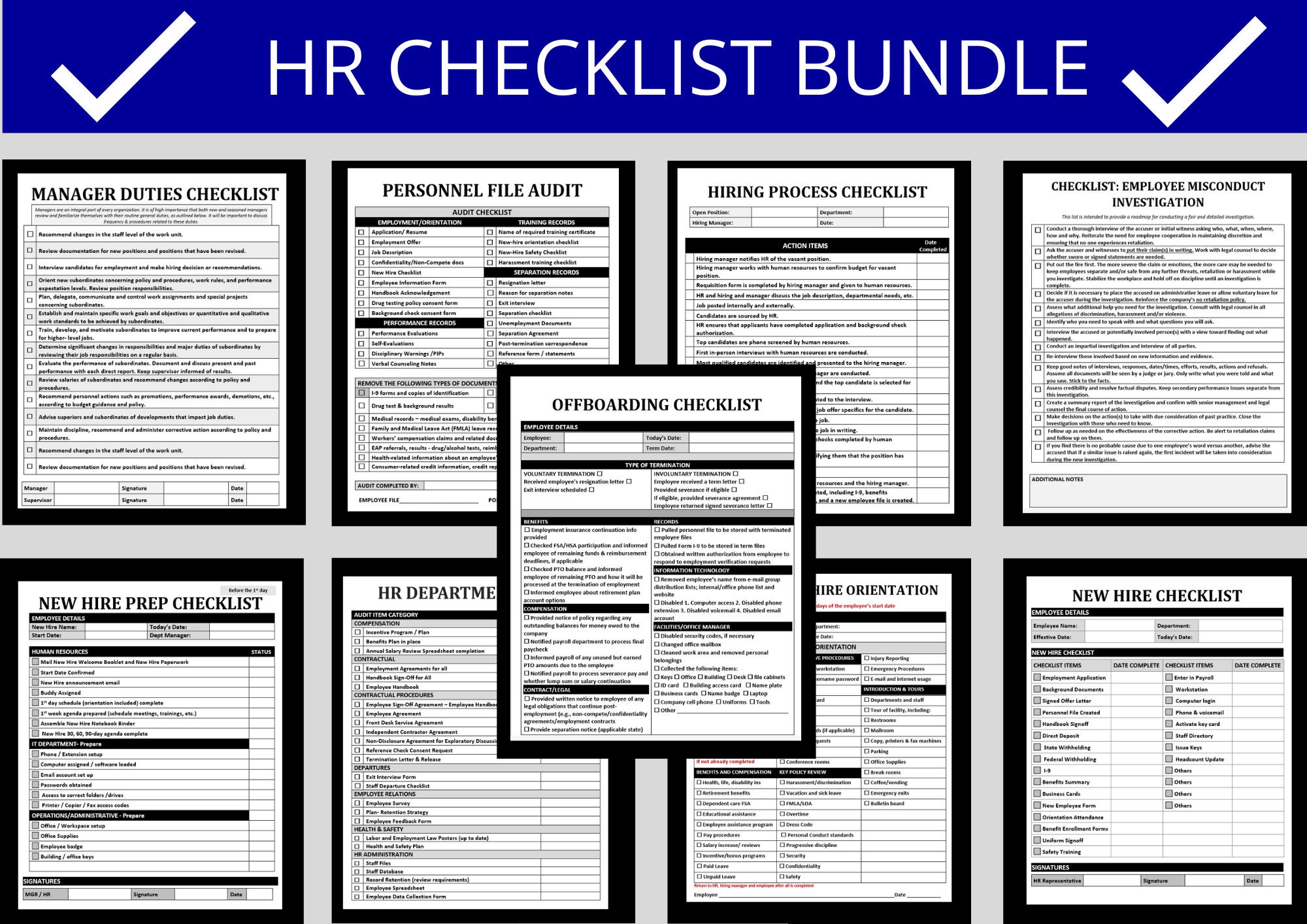 HR Checklist Templates: Employee Onboarding, Hiring (digital Download ...