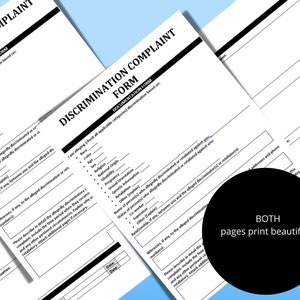 Discrimination Complaint Form & Employee Retaliation Document (digital ...