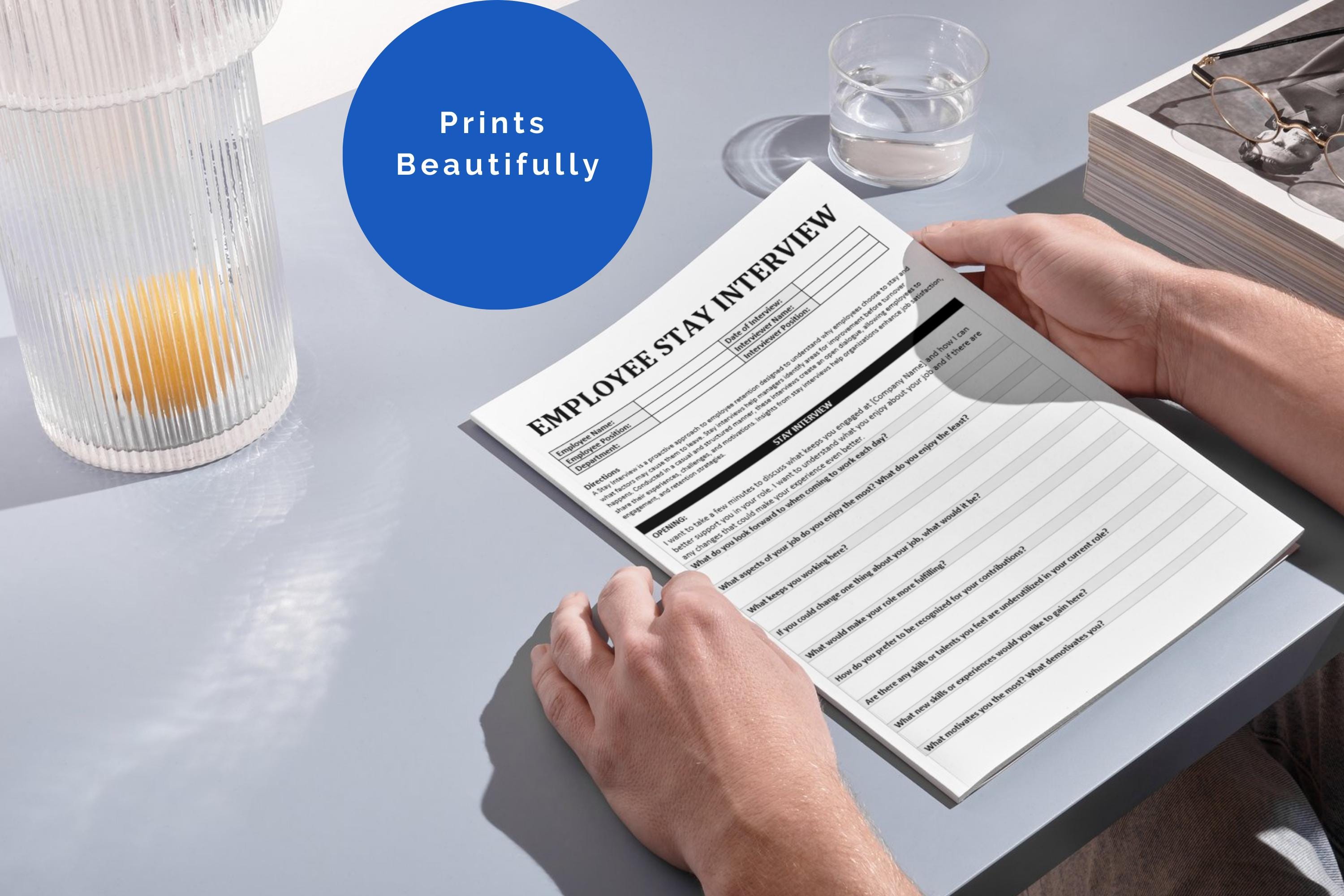 Employee Stay Interview Template: HR Staff Feedback Forms (digital ...