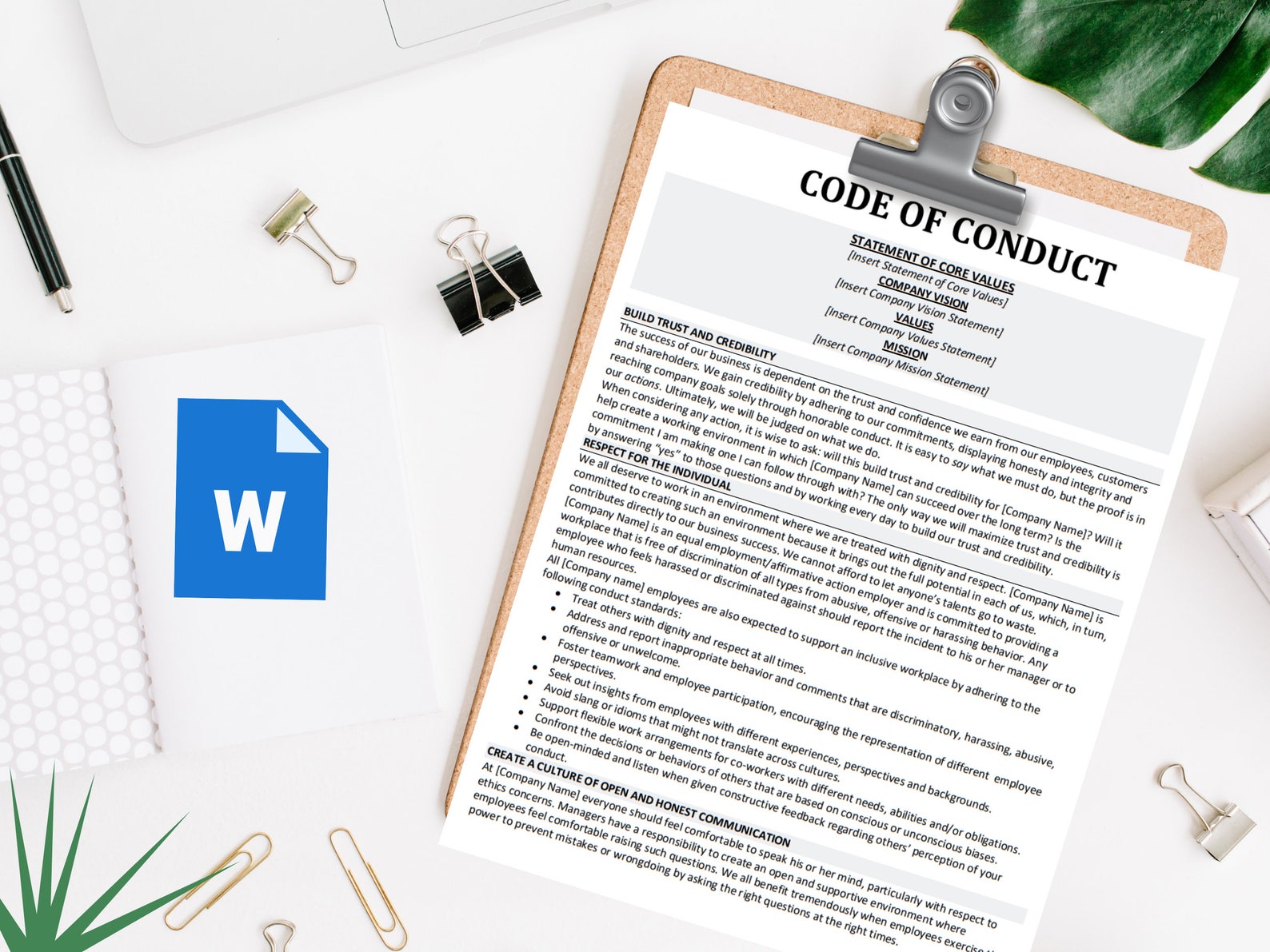 Employee Code Of Conduct Policy Hr Business Procedures Template Etsy 