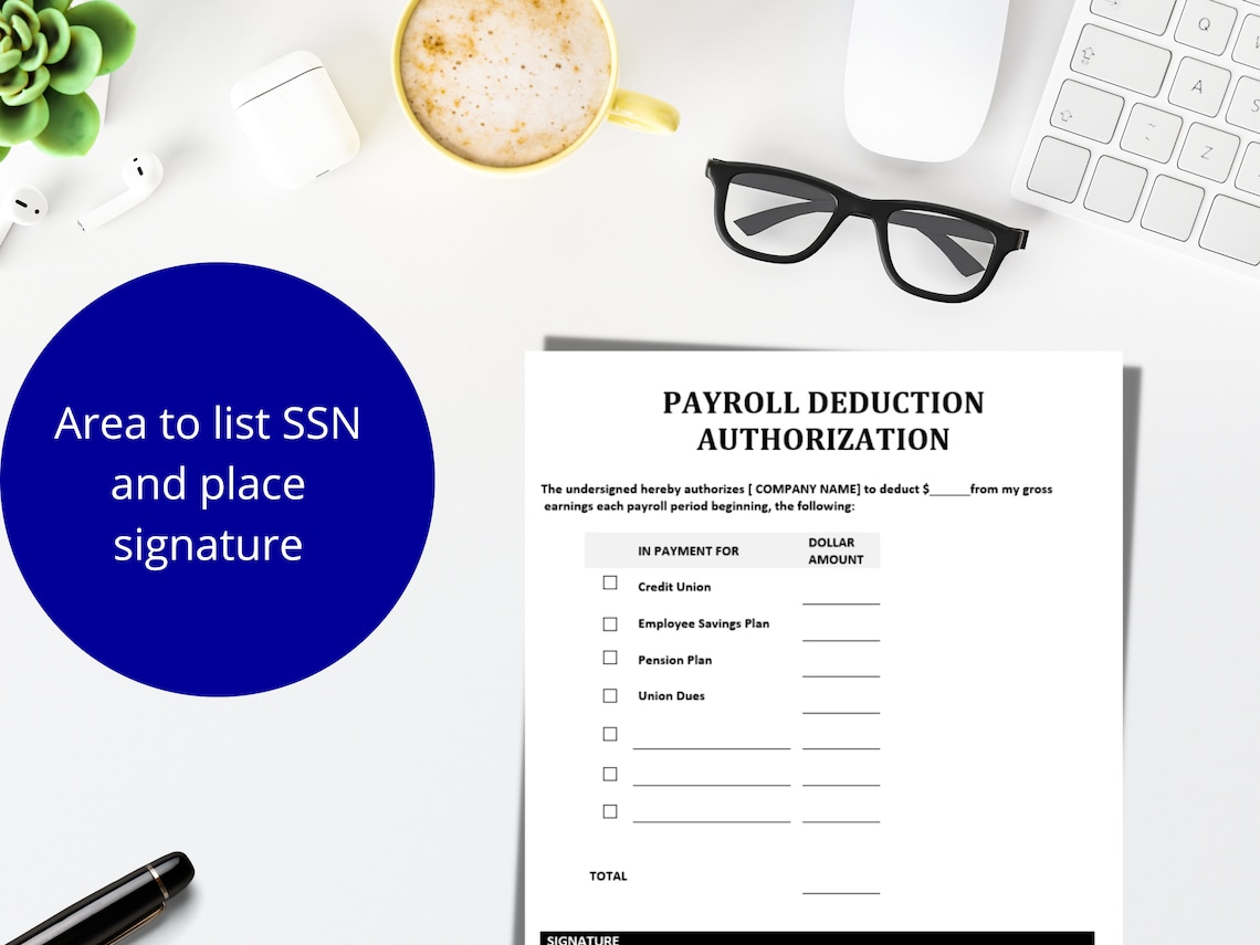 Payroll Deduction Authorization Form Editable MS Word Template - Etsy