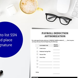 Payroll Deduction Authorization Form | Editable MS Word Template - Etsy