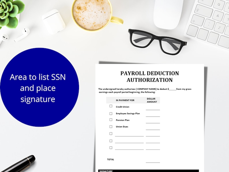 Payroll Deduction Authorization Form Editable MS Word Template - Etsy