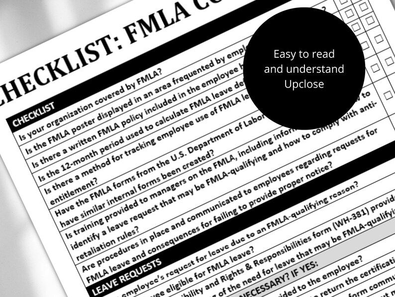 FMLA Compliance Checklist: Editable HR Template (digital Download) - Etsy