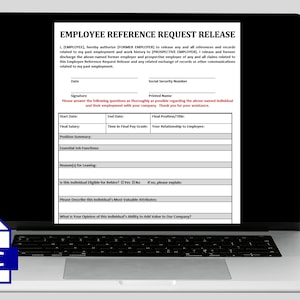 Employee Reference Request Release | HR Template | MS Word Editable ...