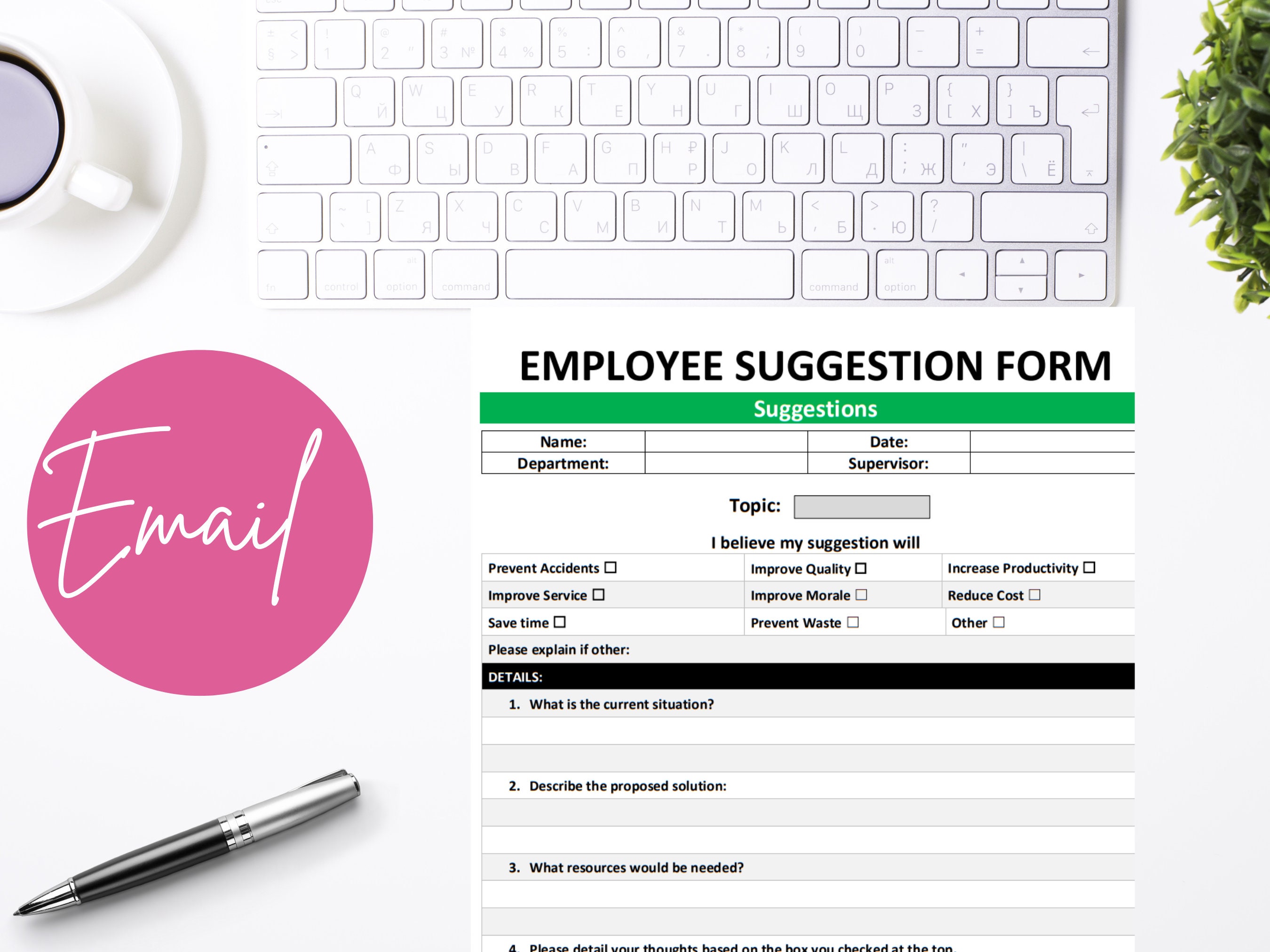 Employee Suggestion Form Editable Word Template Suggestion - Etsy UK